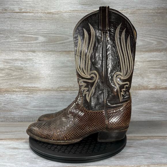 Tony Lama | Shoes | Vintage Tony Lama Mens Python Snake Skin Cowboy ...
